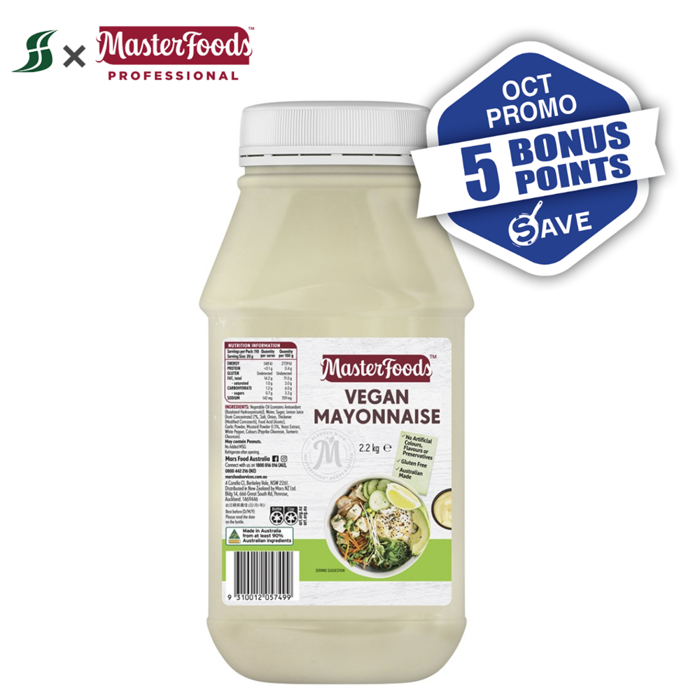 MAYONNAISE VEGAN GF 2.2KG(6) #412675 MASTERFOODS - Superior Foods ...